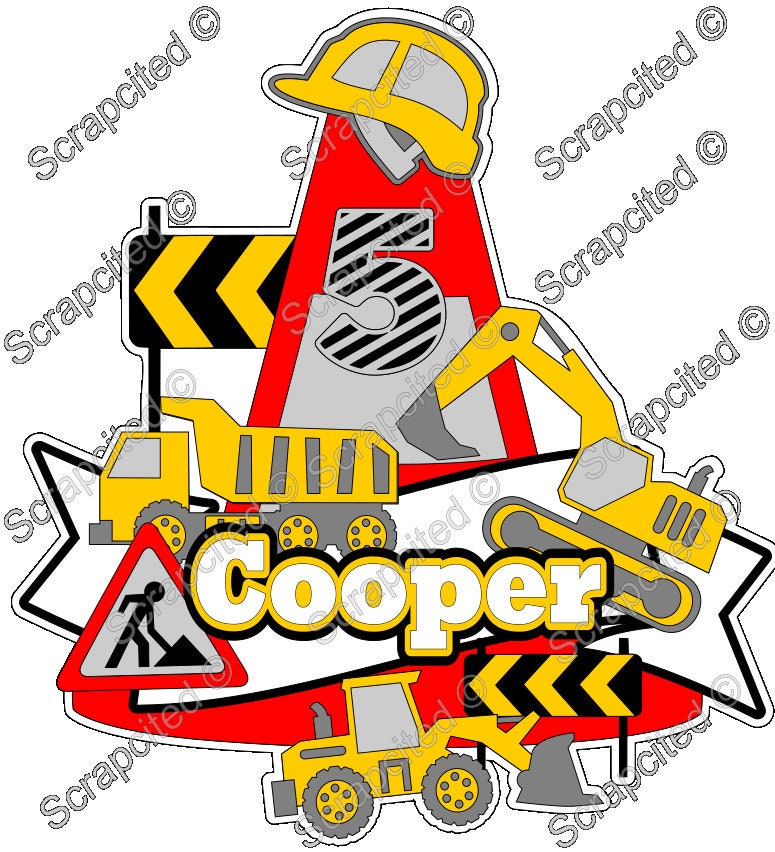 Construction Cake Topper for Kids Birthday, SVG Die Cutting File for ...
