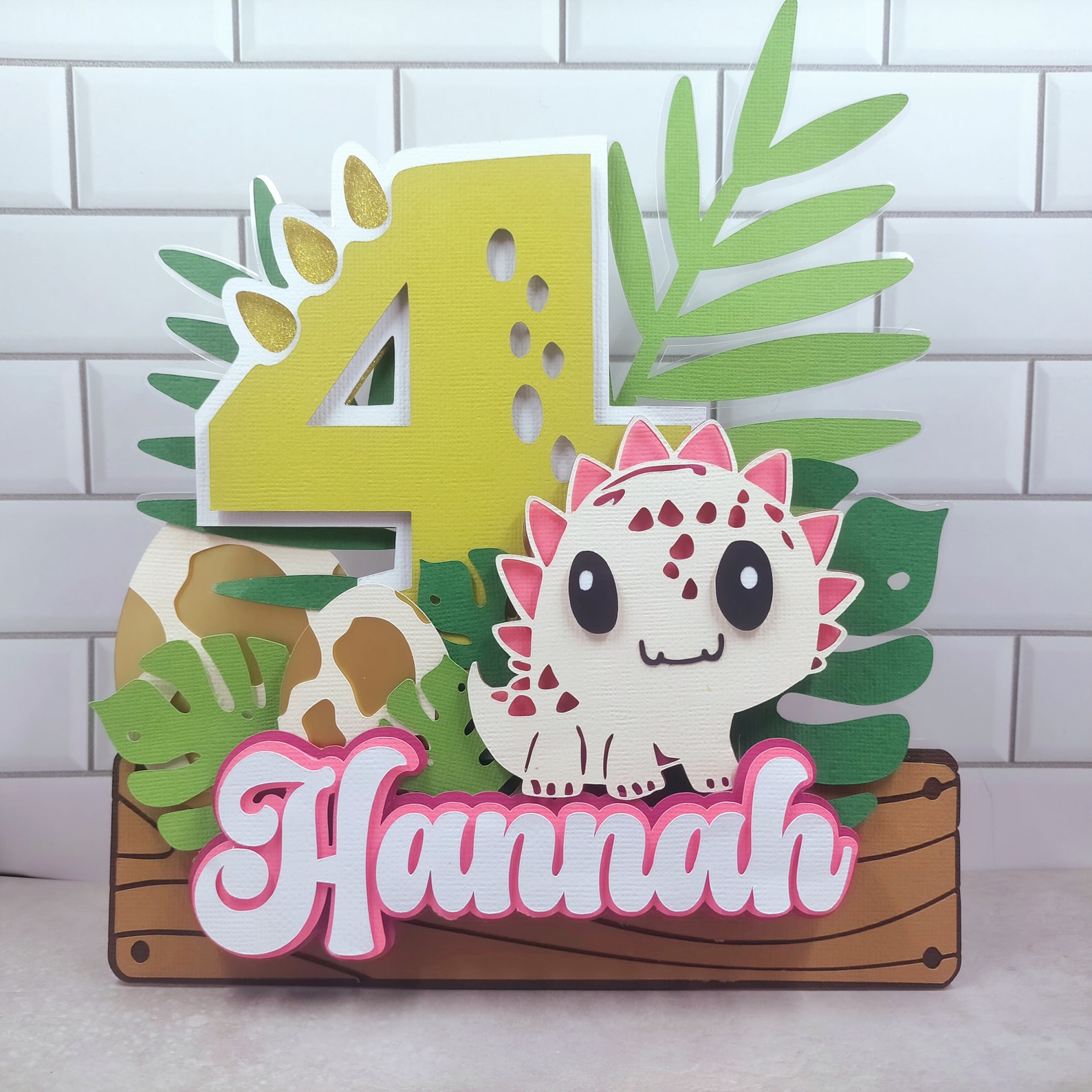 Cute Dinosaur Number 4 Cake Topper Easy Download SVG File for - Etsy