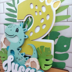 Dinosaur Number 2 Cake Topper: Kids Birthday Party Decoration (SVG File ...