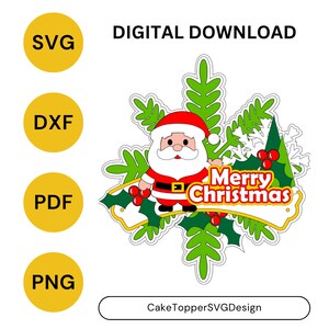 Christmas Santa Claus Cake Topper, 3D Birthday SVG Cricut Machine ...