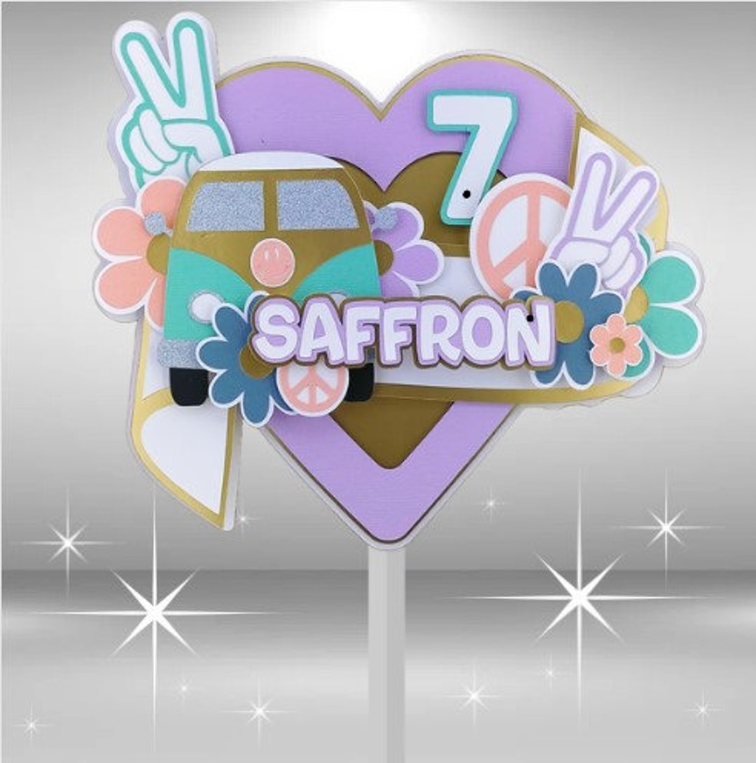 Groovy Combi Van Digital Cake Topper for Retro Weddings & Anniversary ...