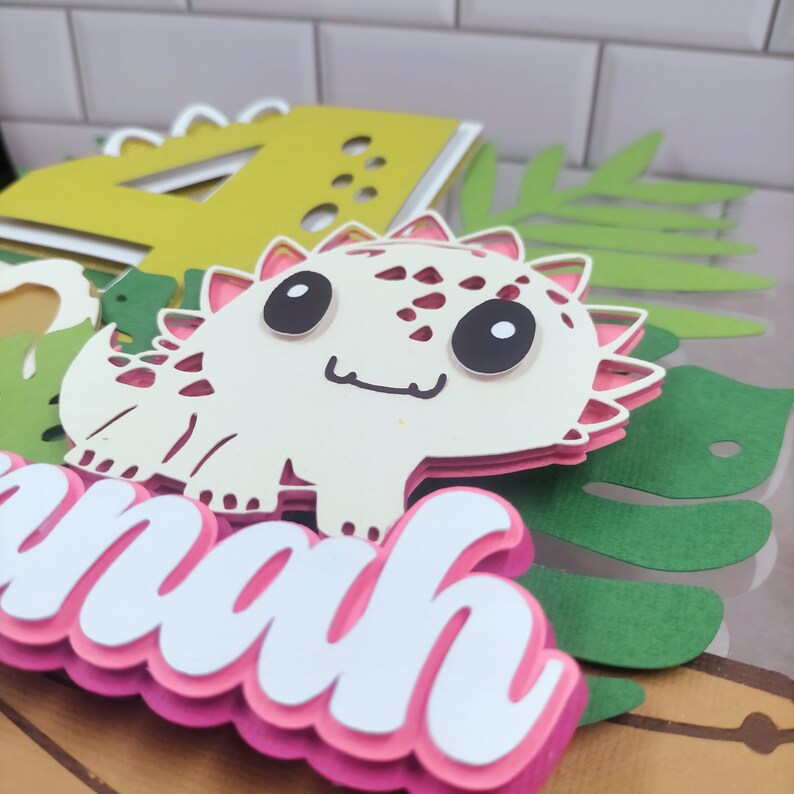 Cute Dinosaur Number 4 Cake Topper Easy Download SVG File for - Etsy