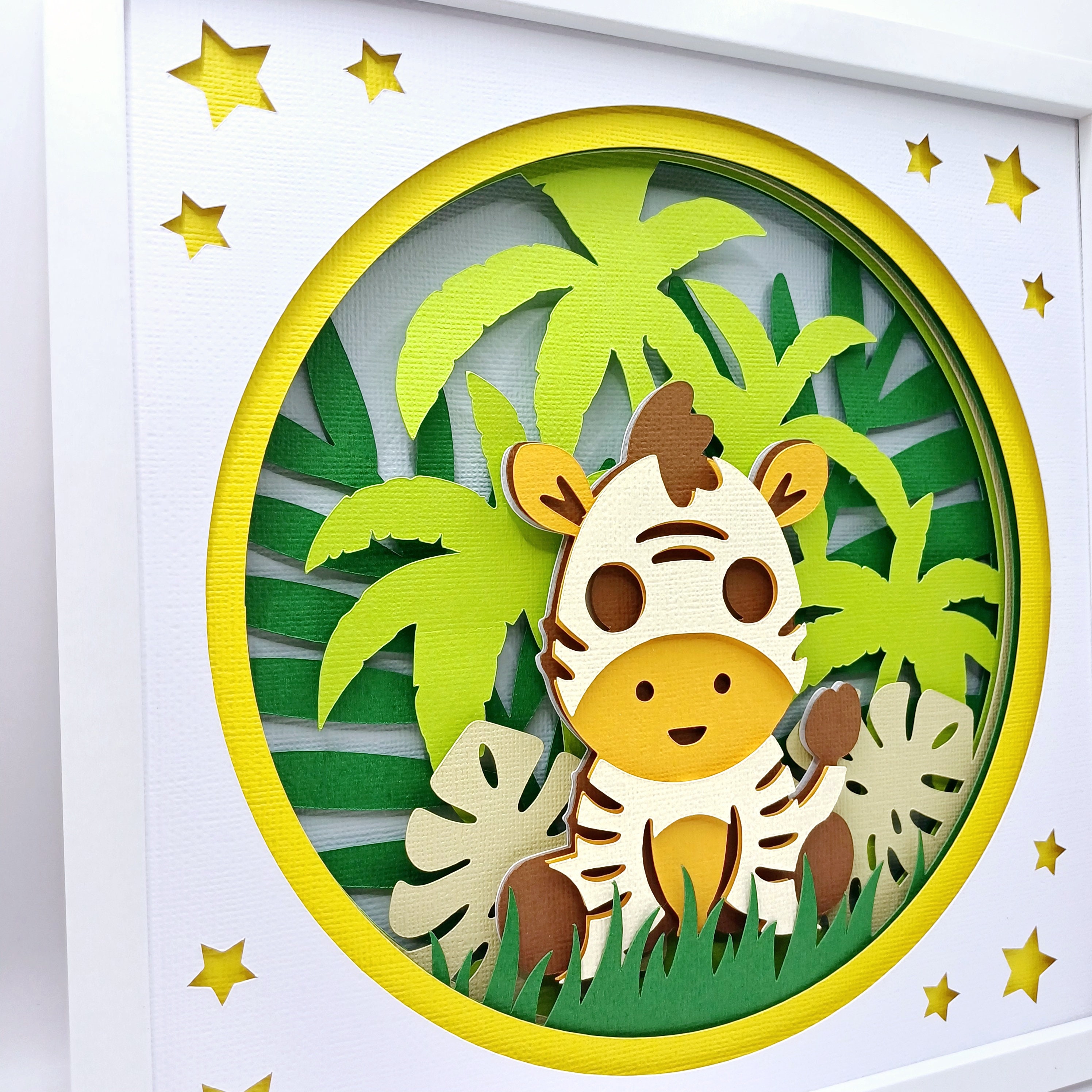 Adorable Baby Zebra Nursery Decor Jungle Themed Layered Shadow Box Art ...