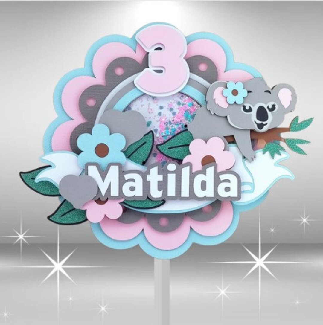 Koala Bear Birthday Cake Topper: 3D Shaker SVG File (digital Download ...