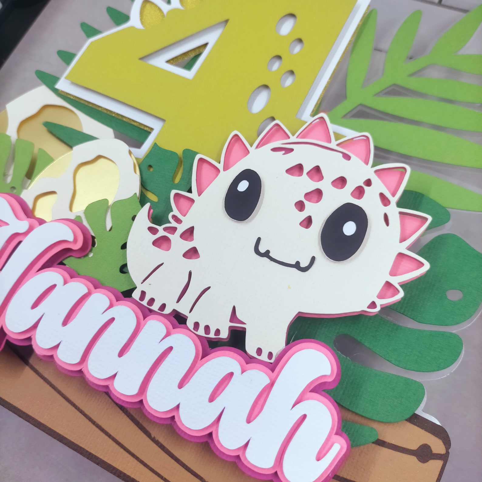 Cute Dinosaur Number 4 Cake Topper Easy Download SVG File for - Etsy