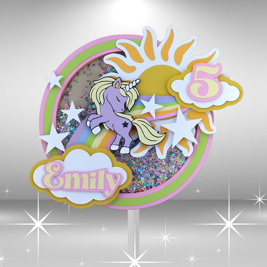 Rainbow Unicorn 3D Birthday Shaker Cake Topper | Instant DIGITAL ...