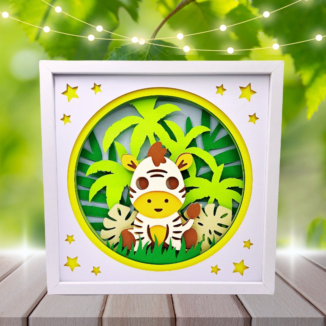 Adorable Baby Zebra Nursery Decor - Jungle Themed Layered Shadow Box ...
