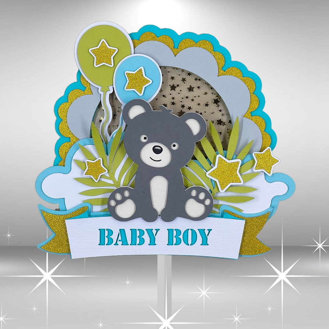 Charming Baby Boy Shower Cake Topper, Instant Download for Die Cutting ...