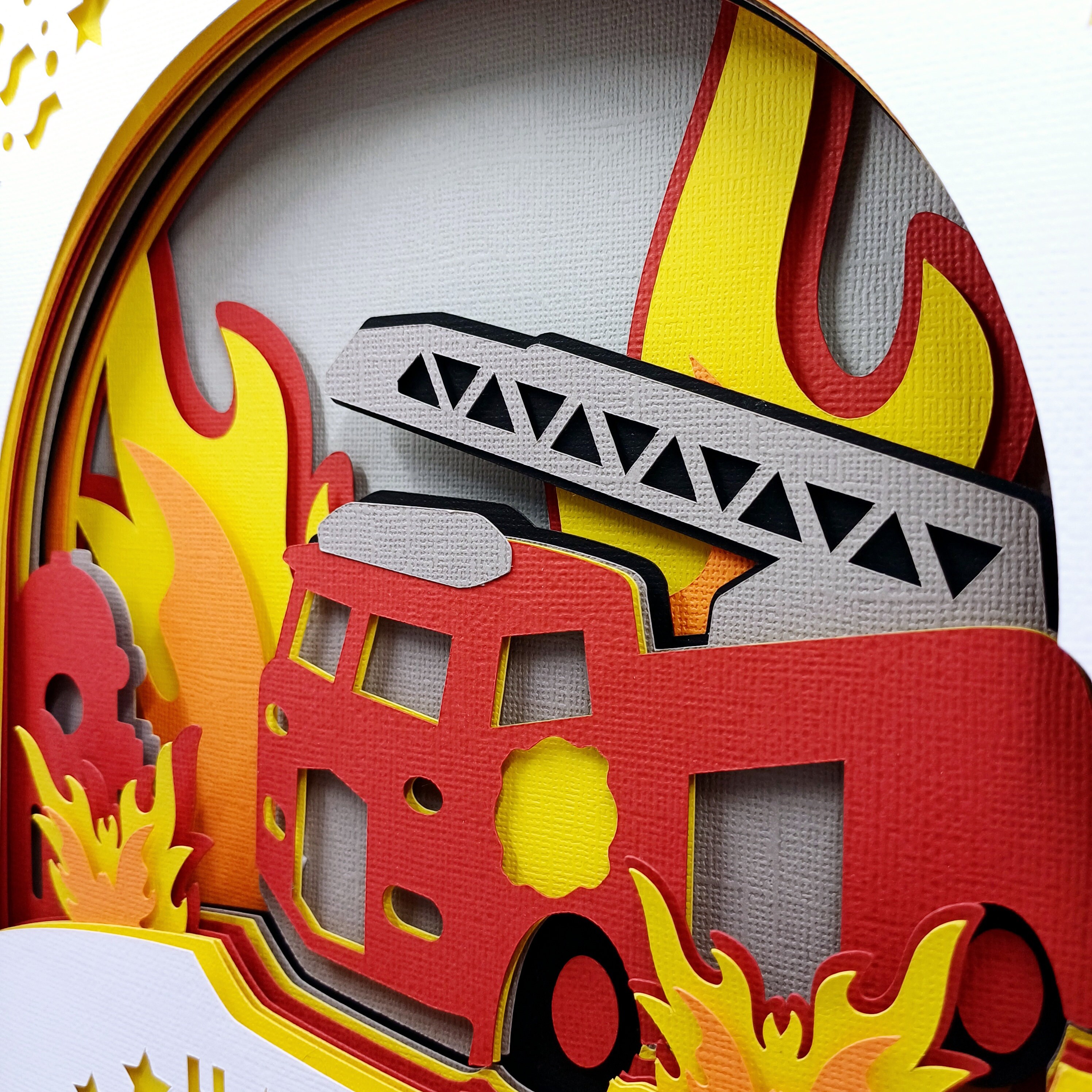 Fire Engine Truck Shadow Box for Kids Party, Matches Our Cake Topper ...