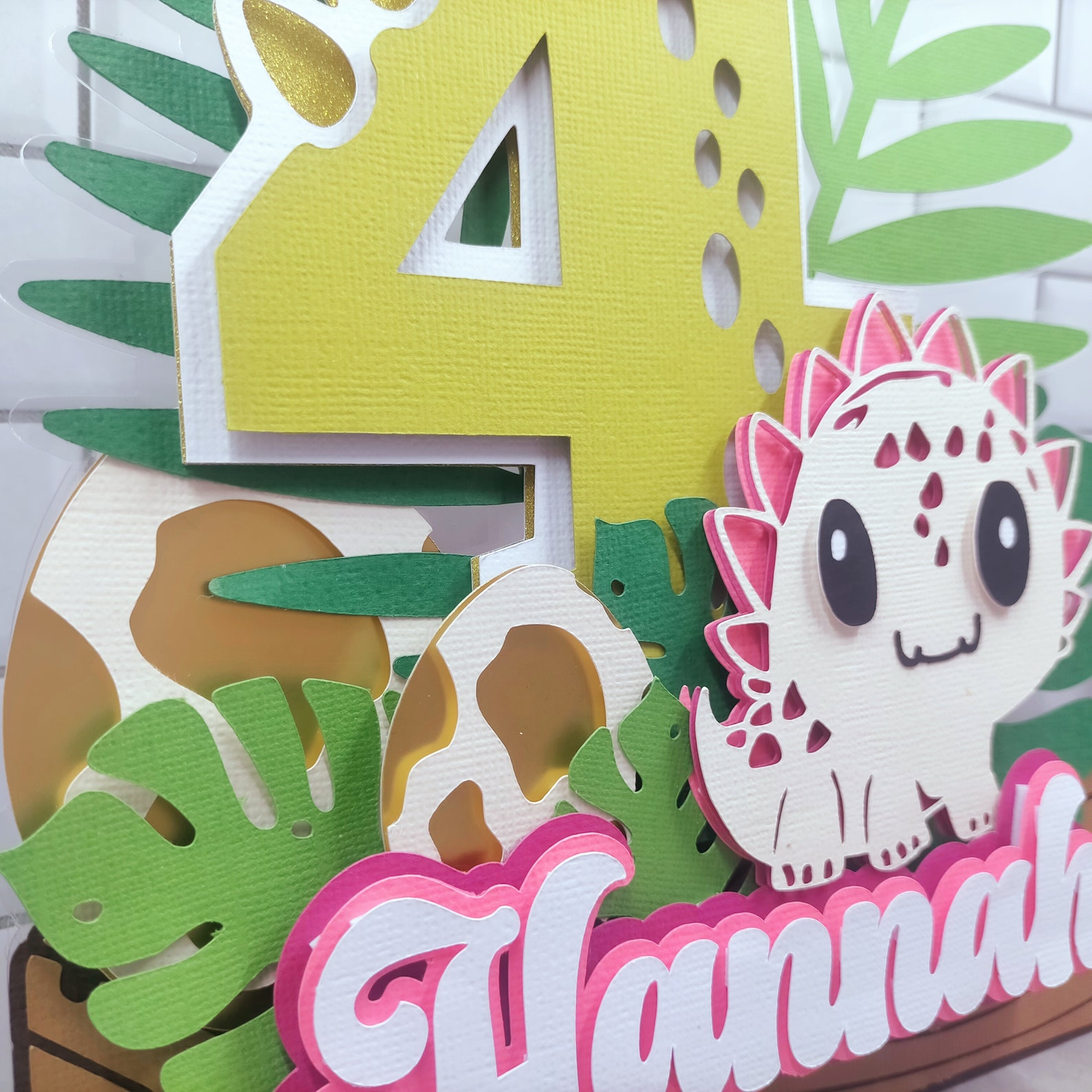 Cute Dinosaur Number 4 Cake Topper Easy Download SVG File for - Etsy