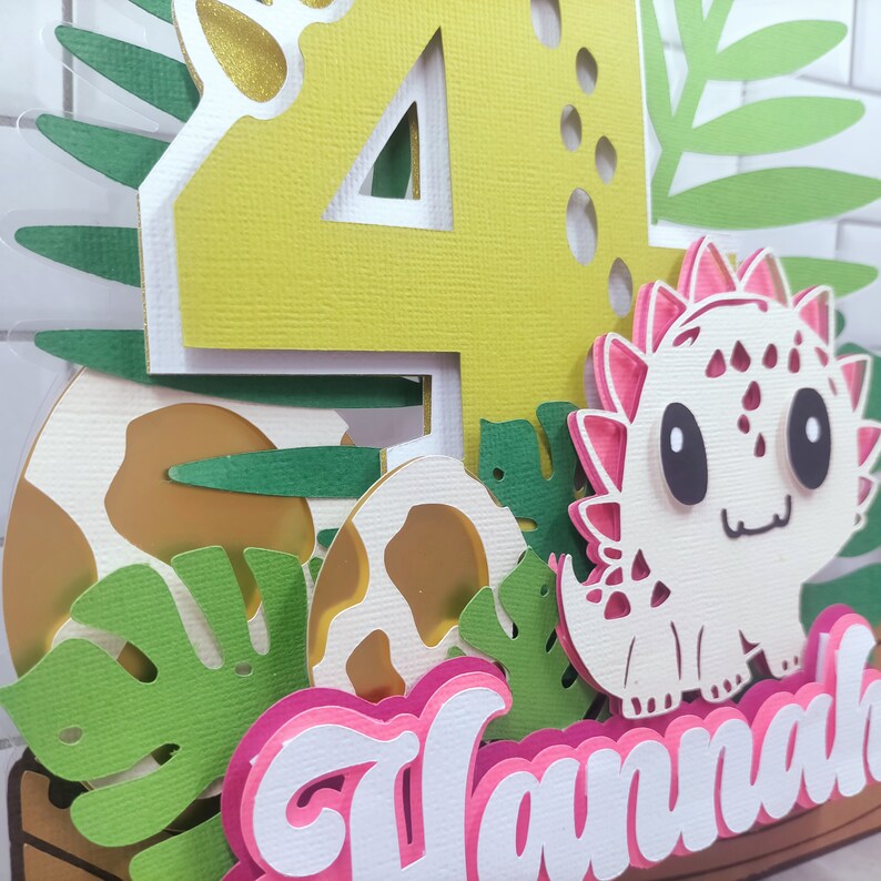 Cute Dinosaur Number 4 Cake Topper Easy Download SVG File for - Etsy