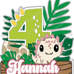 Cute Dinosaur Number 4 Cake Topper Easy Download SVG File for - Etsy