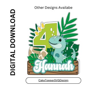 Dinosaur Number 3 Cake Topper: Kids Birthday SVG File (digital Download ...