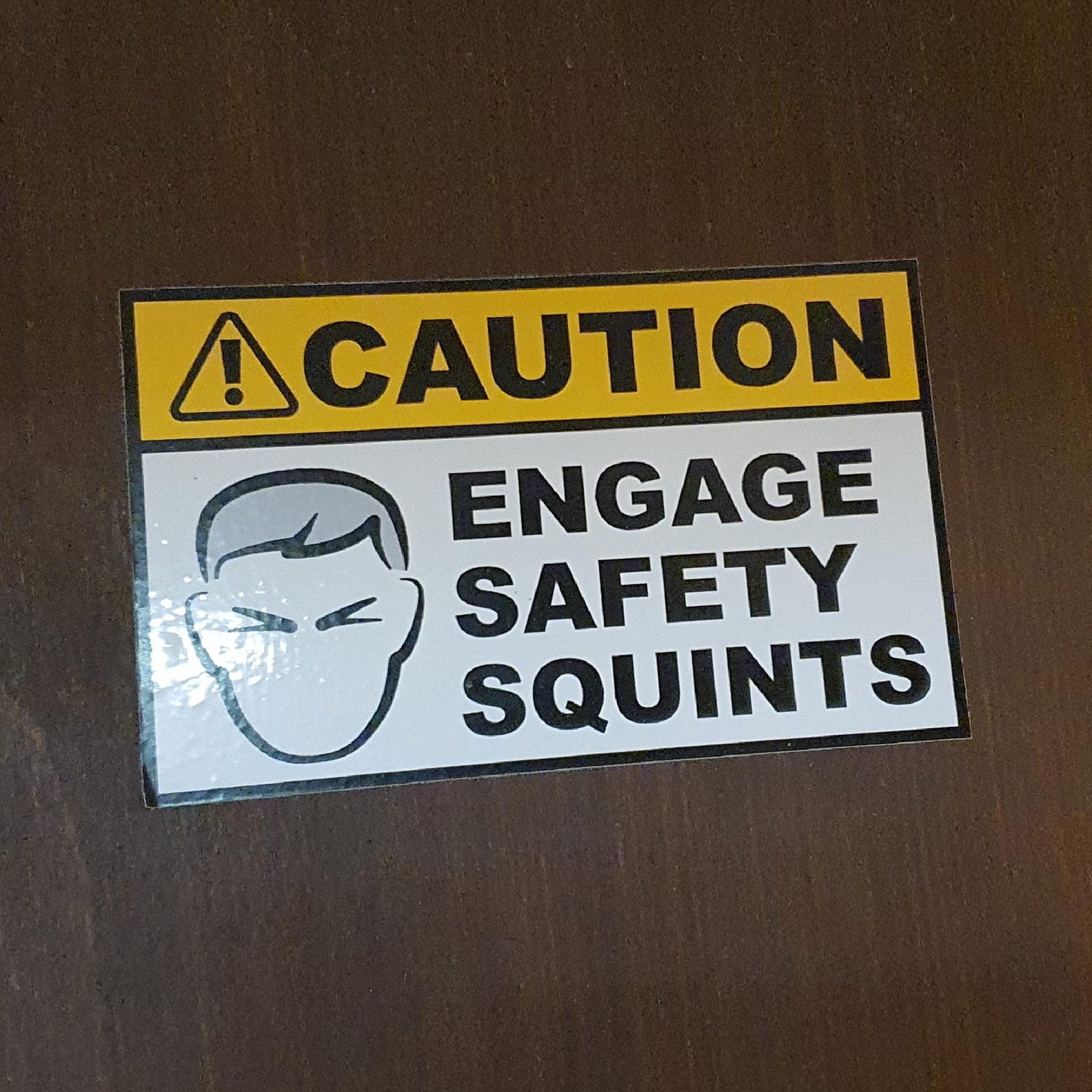 Funny Caution Vinyl Sticker: Engage Safety Squints, Water-resistant - Etsy