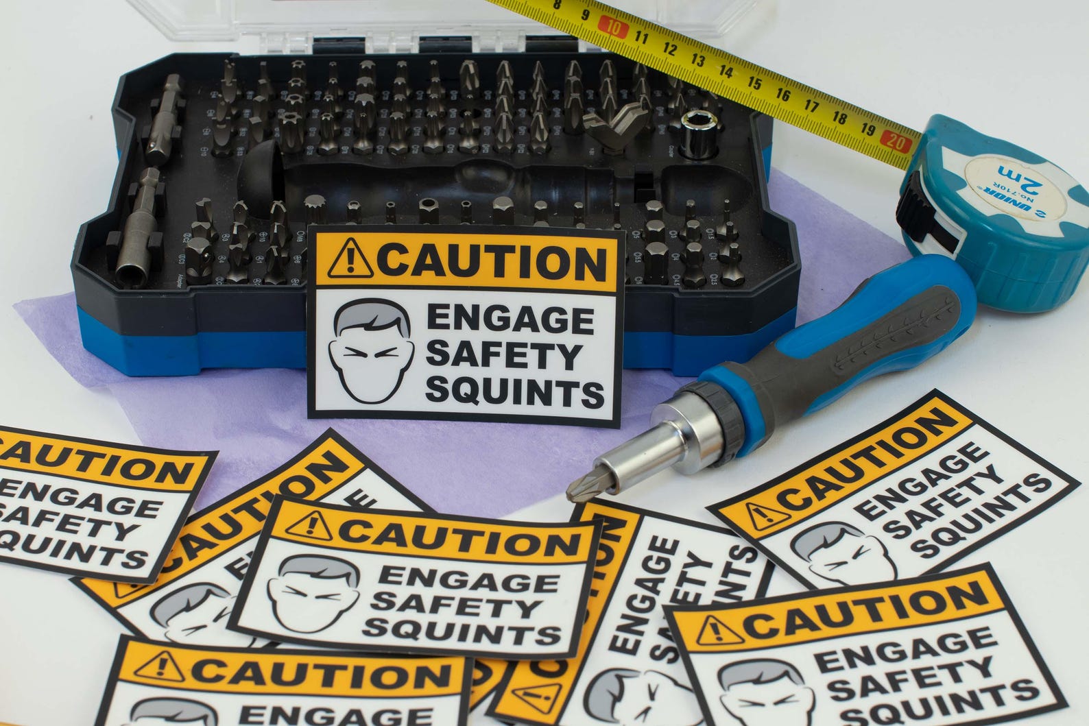 Funny Caution Vinyl Sticker: Engage Safety Squints, Water-resistant - Etsy