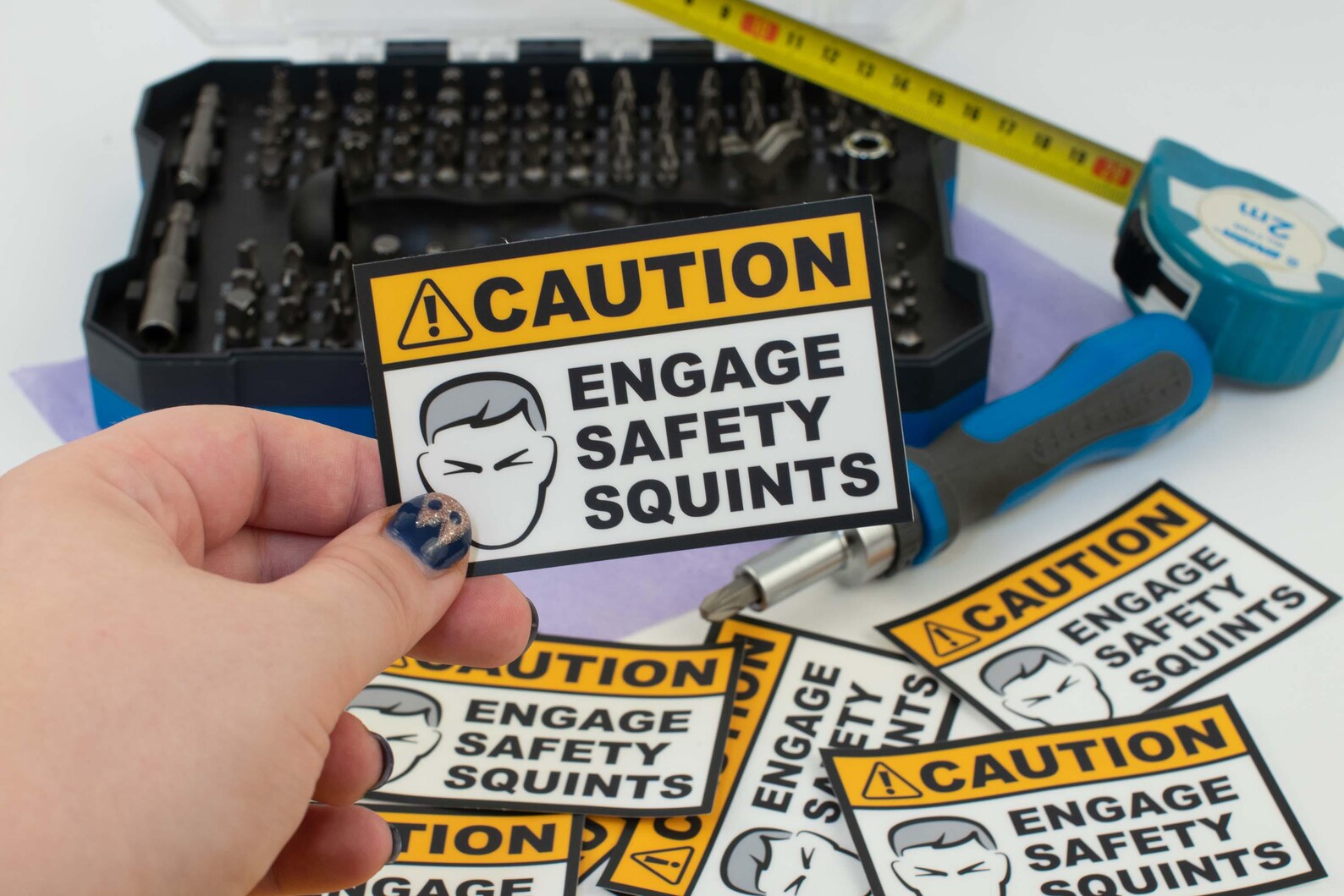 Funny Caution Vinyl Sticker: Engage Safety Squints, Water-resistant - Etsy