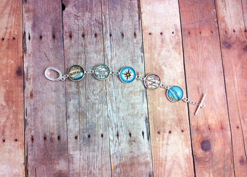 CUSTOM Map Bracelet: Personalized With 5 Vintage Map Locations - Etsy