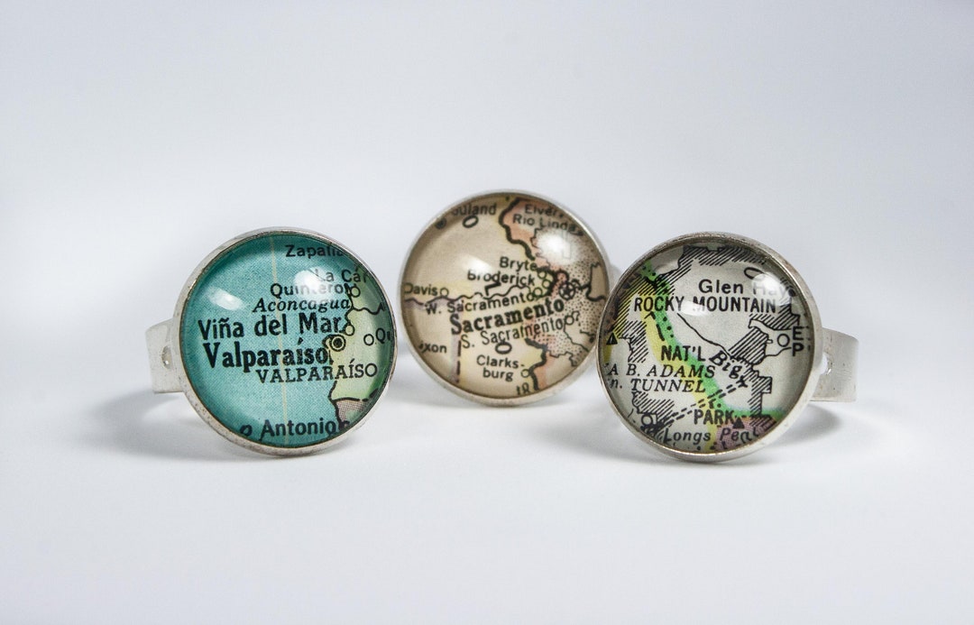 CUSTOM Map Ring: Personalized With the Vintage Map Location of YOUR ...