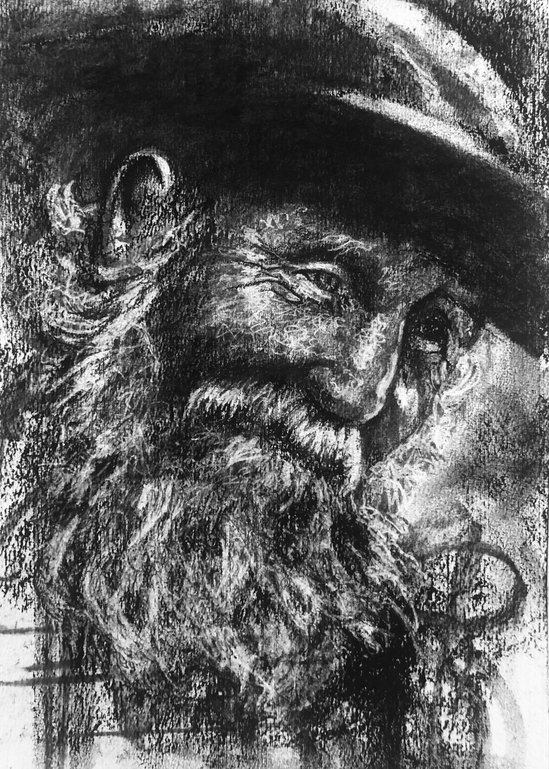Old Man Pondering Life 8 X 10 Print From Original Charcoal Drawing ...