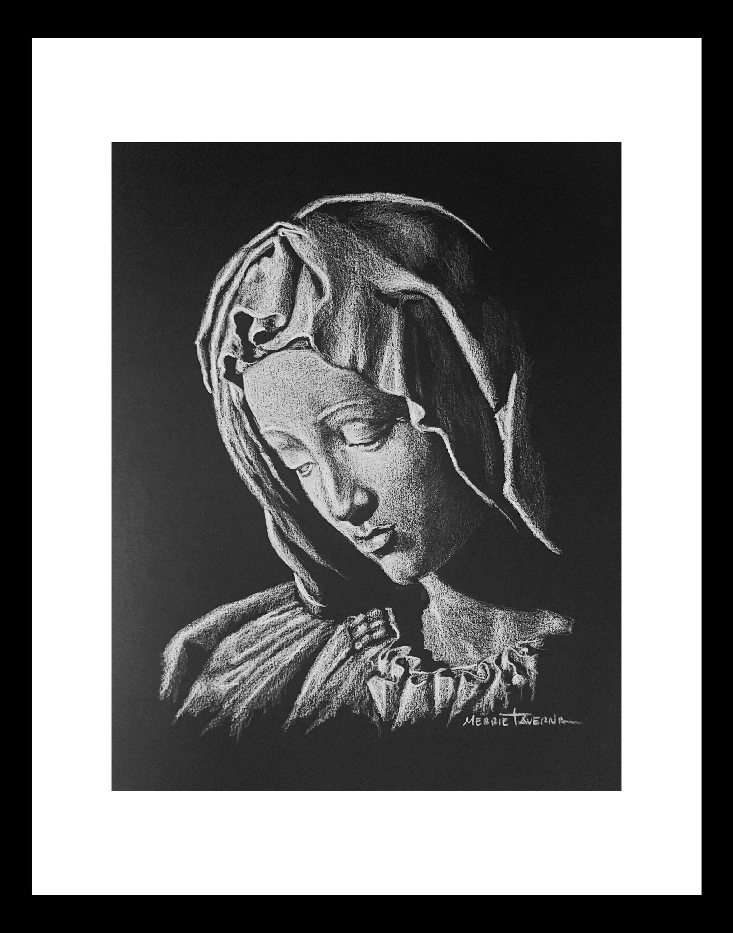 Blessed Mother Virgin Mary Michelangelo Pieta Black & White Original ...