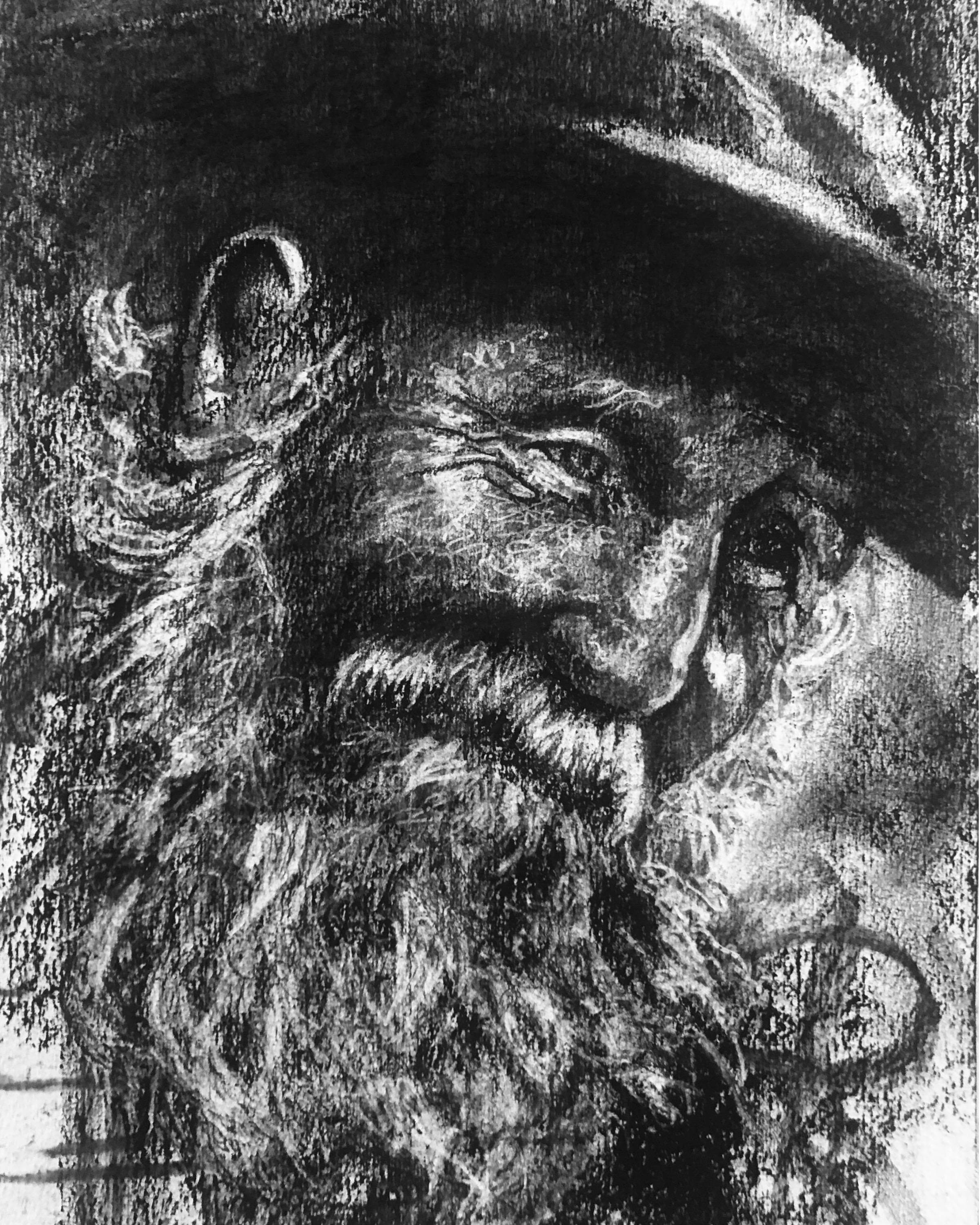 Old Man Pondering Life 8 X 10 Print From Original Charcoal Drawing ...