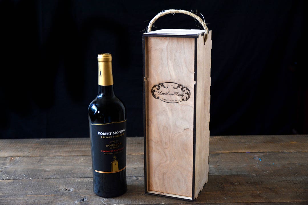 Engraved Wooden Wine Box, Wine Bottle Box, Engraved Wine Box, Wooden ...