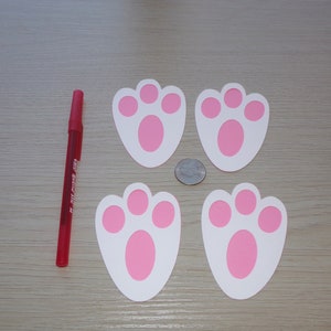 Easter Bunny Paw Prints Pink and White 2.5 Inch by 3.5 Inch Easter ...