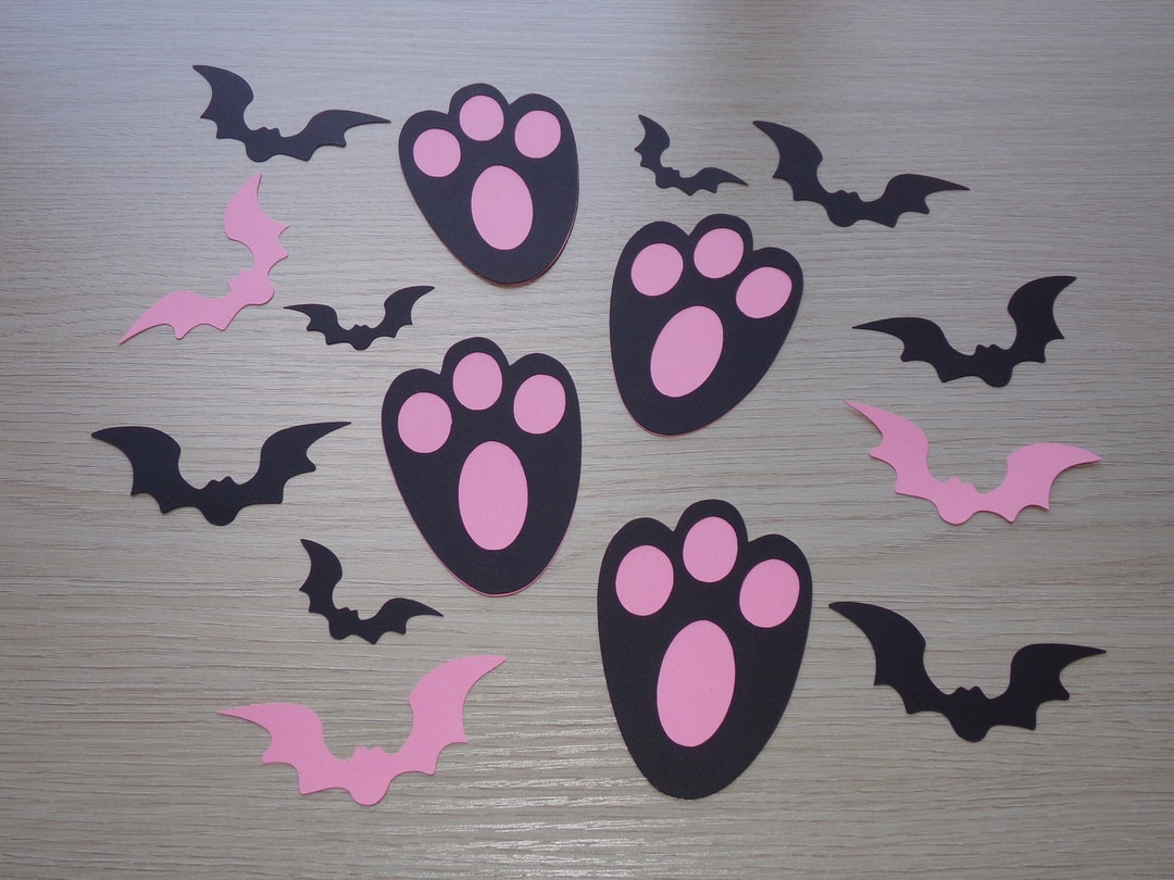 Gothic Easter Bunny Paw Prints Pink and Black 2.5 Inch by 3.5 Inch ...