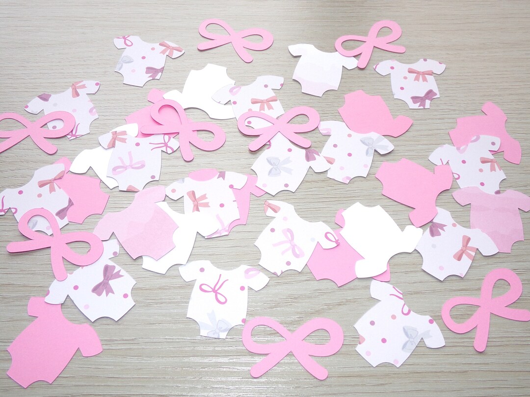 Pink Bow Baby Shower Pink and Purple Bows, White and Pink Onesie ...