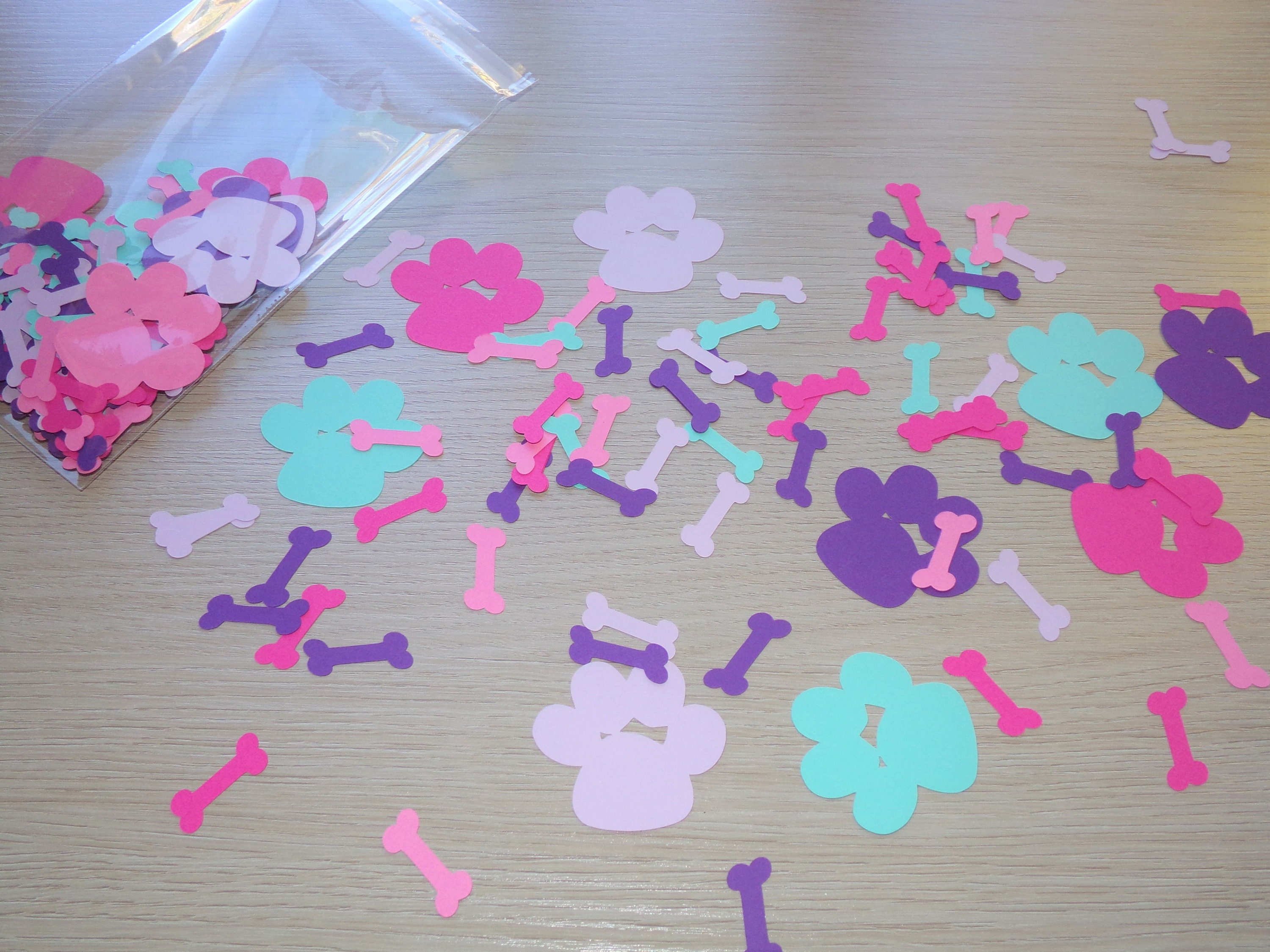 Puppy Paw Birthday Confetti Pink Purple and Teal Paws and - Etsy