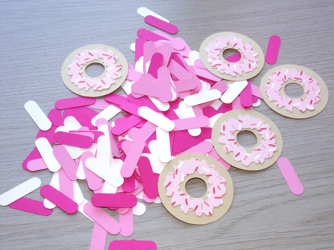 Donut Birthday 16 Mini Donut Confetti Pink, Hot Pink and White ...