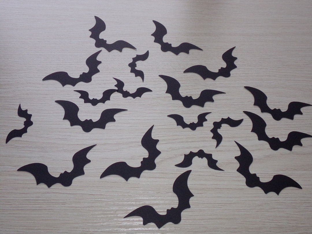 Black Bat Confetti: Halloween Party Decorations, 80 Handmade Cardstock ...