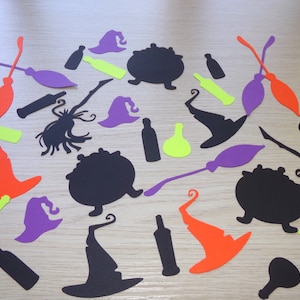 Halloween Witch Confetti Potions, Purple, Black, Orange Witch Hat and ...