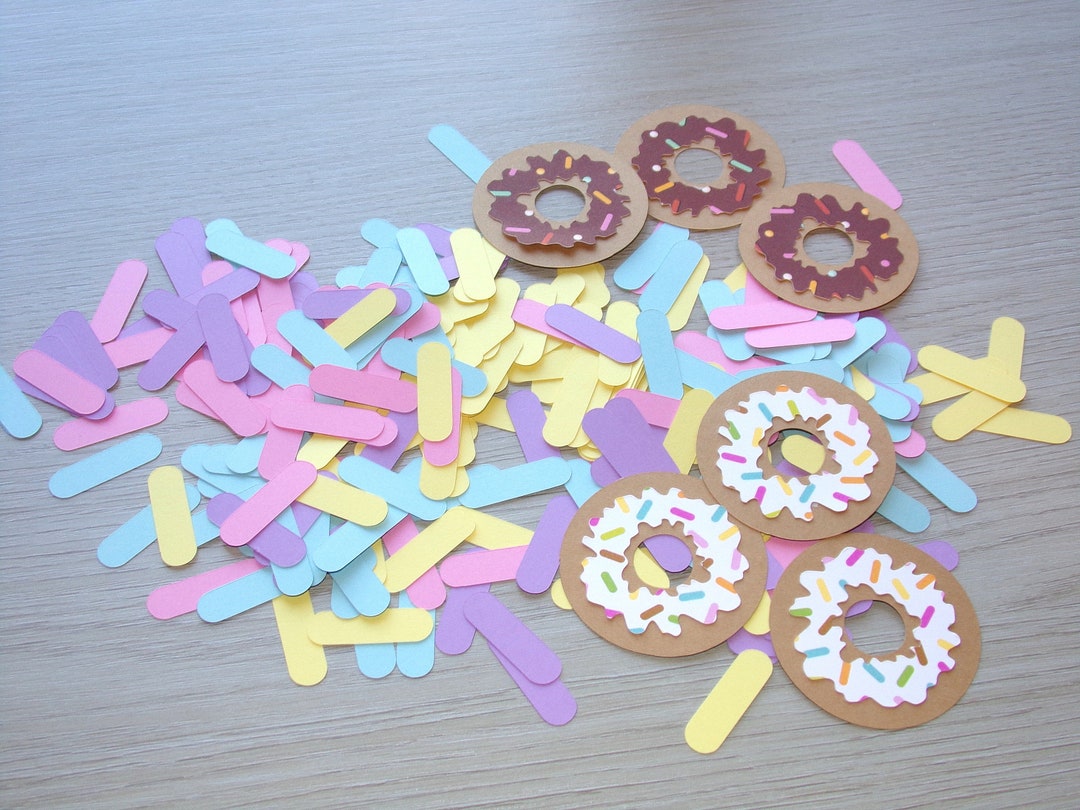 Donut Birthday Confetti: Mini Donuts & Sprinkles, Handmade Cardstock - Etsy