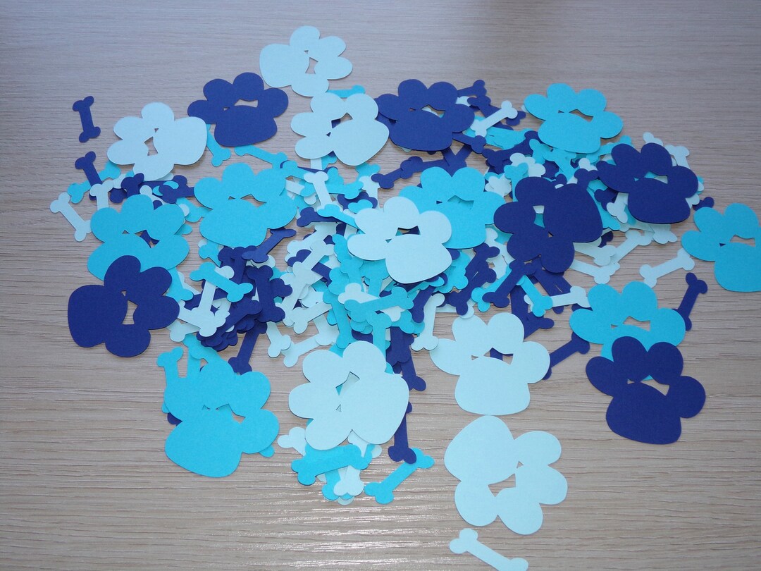 Puppy Paw Birthday Confetti Bright Blue, Dark Blue, Pastel Blue Paws ...