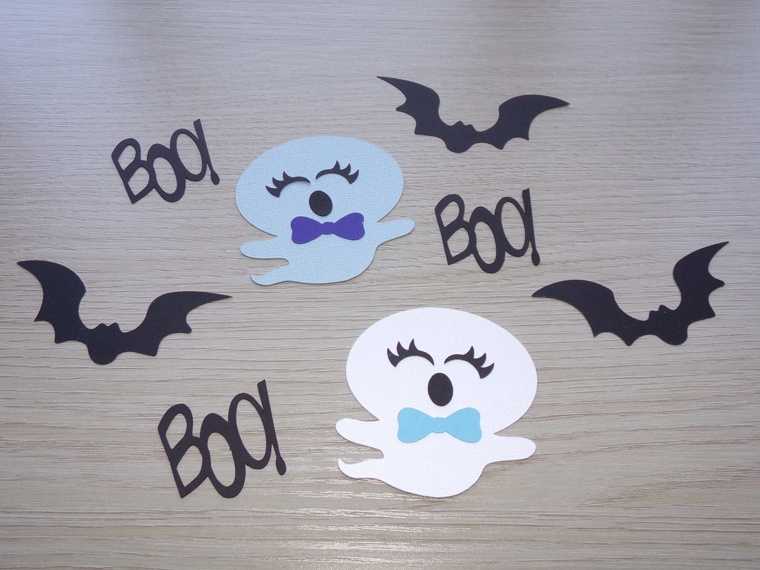 Ghost Halloween Party 8 Ghost Cut Outs White and Baby Blue Baby Shower ...