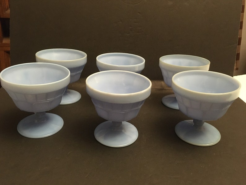 Lot of 6 Vintage Jeannette Blue Milk Glass Delphite Doric - Etsy