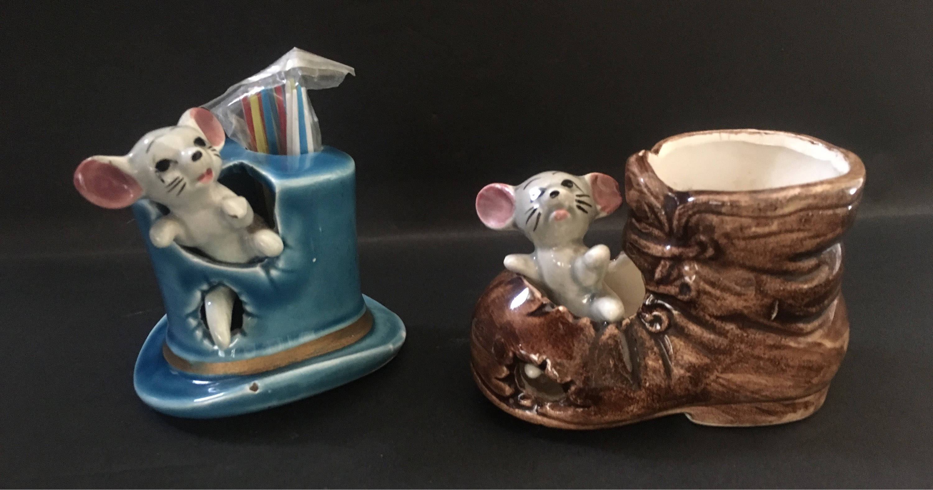 Vintage Mouse in a Hat and a Shoe Figures - Etsy