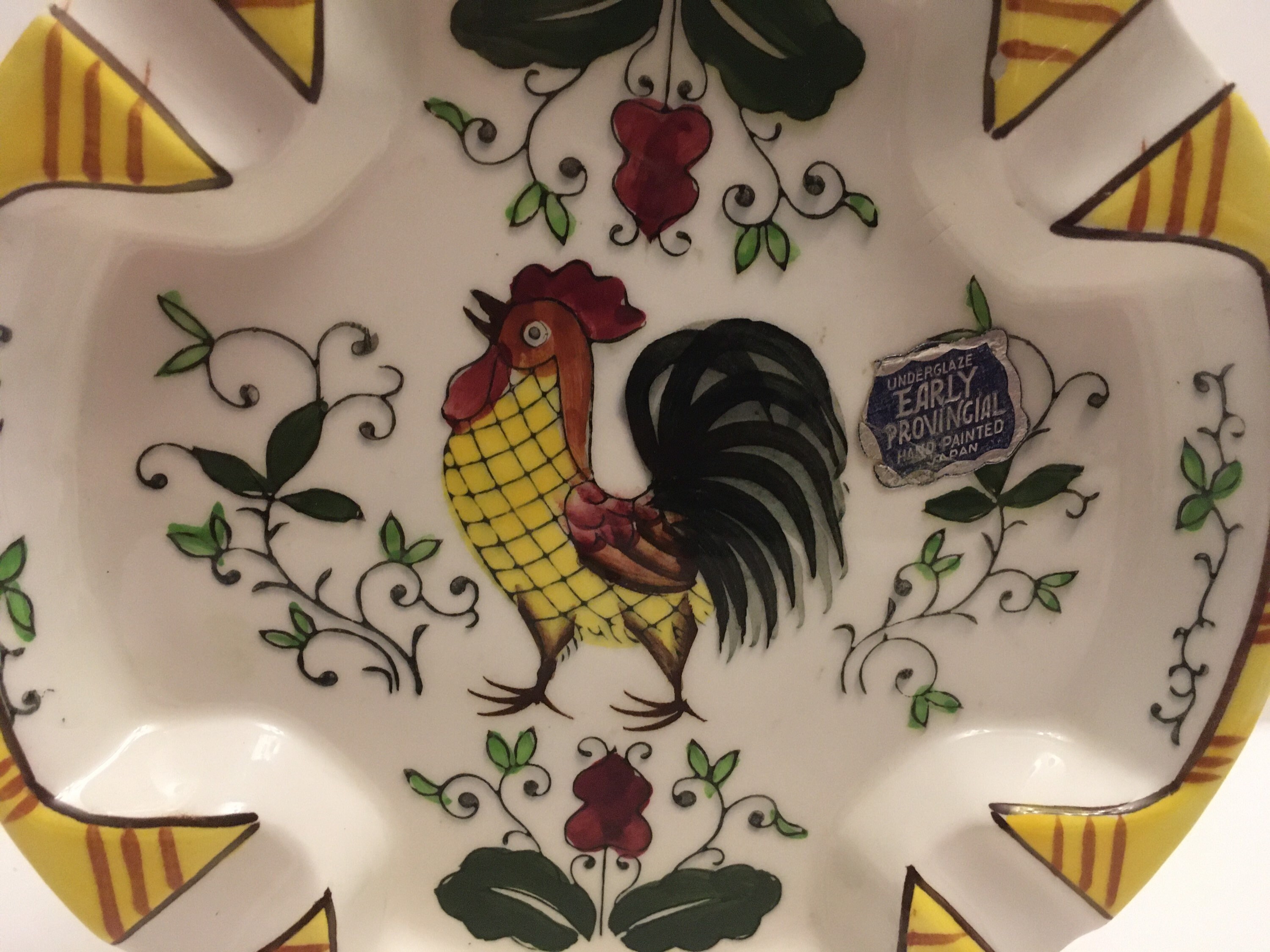 Vintage Rooster and Roses Ashtray/trinket/candy Dish PY UCAGCO Early ...