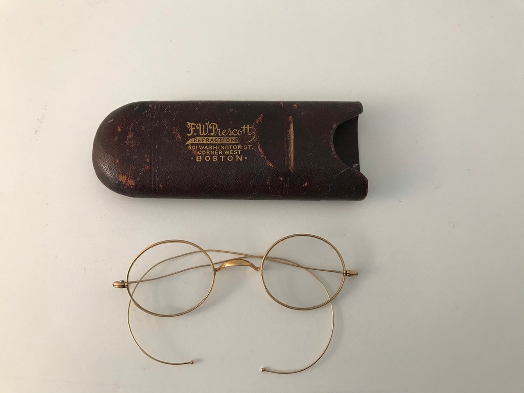Antique Wire Rimmed Eyeglasses F.W. Prescott Boston, MA - Etsy