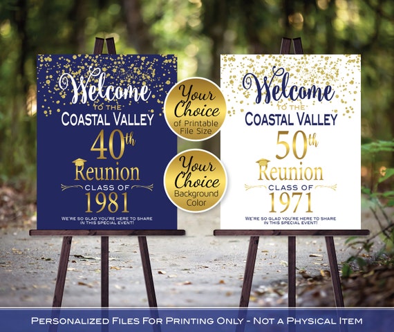 Class Reunion Personalized Welcome Sign Printable File Gold - Etsy
