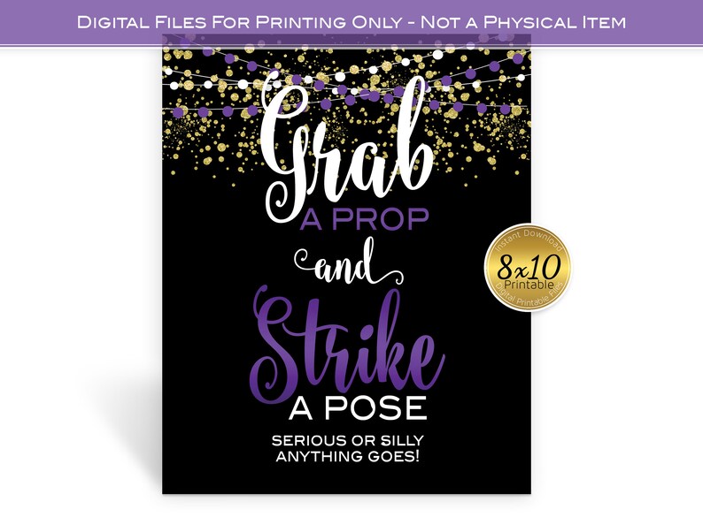 Grab a Prop and Strike a Pose Table Sign 8x10 Printable | Etsy