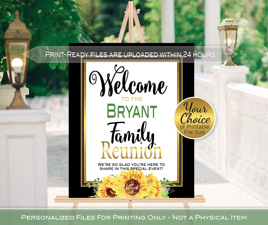 Personalized Family Reunion Welcome Sign: Sunflower Decor (digital ...