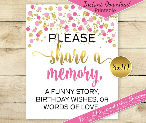 Share a Memory Table Sign 8x10 Printable Birthday Wishes - Etsy