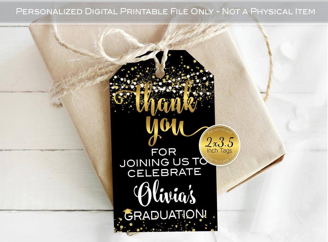 Thank You 2x3.5 Graduation Favor Tags Personalized Printable - Etsy