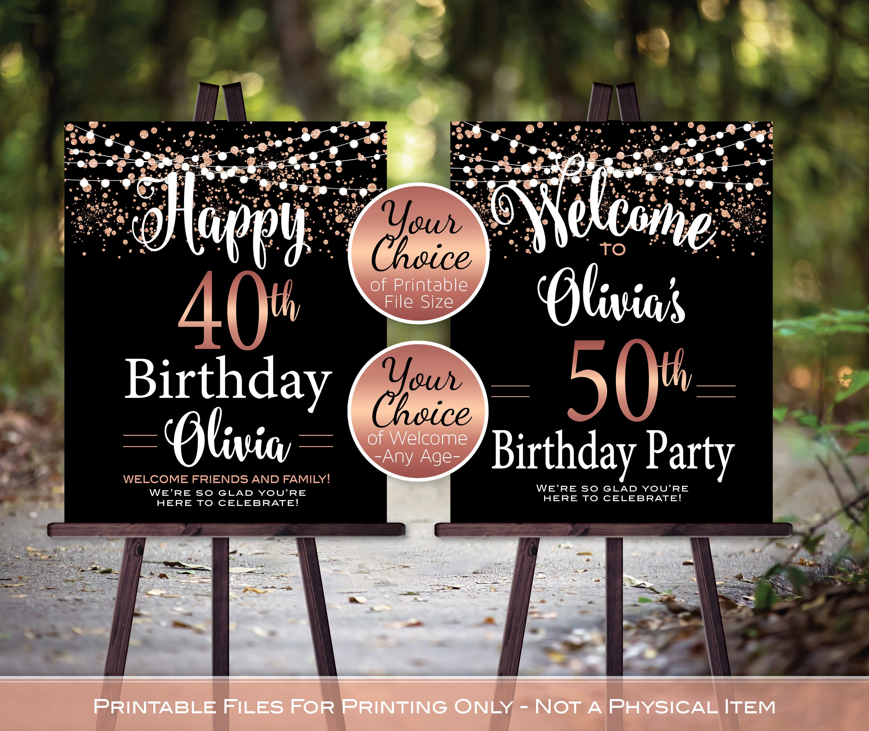 Paper & Party Supplies Confetti Party Sign Rose gold Welcome Poster Any ...