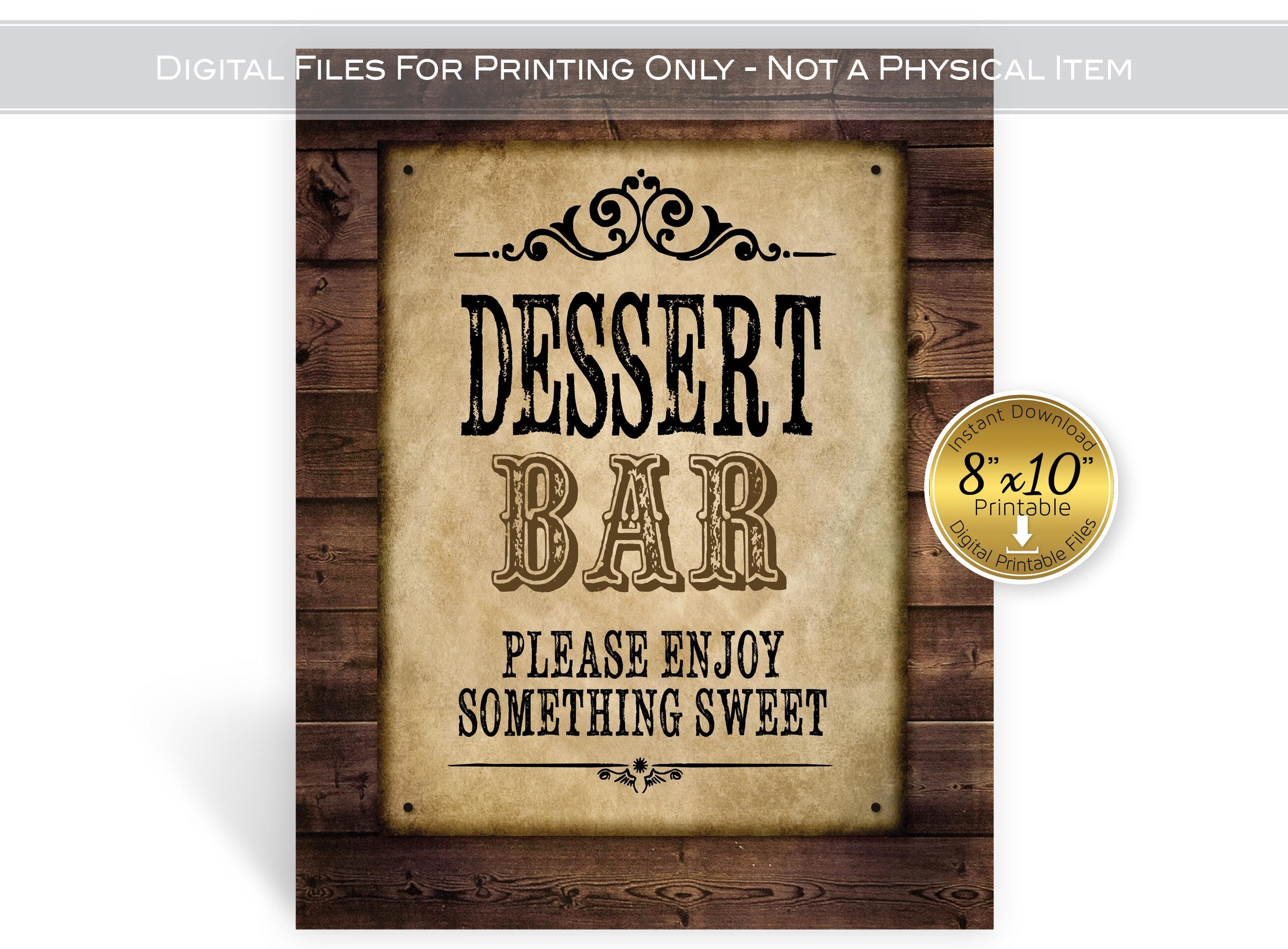 Dessert Bar 8x10 Printable Table Sign | Western Theme | Rustic Faux ...