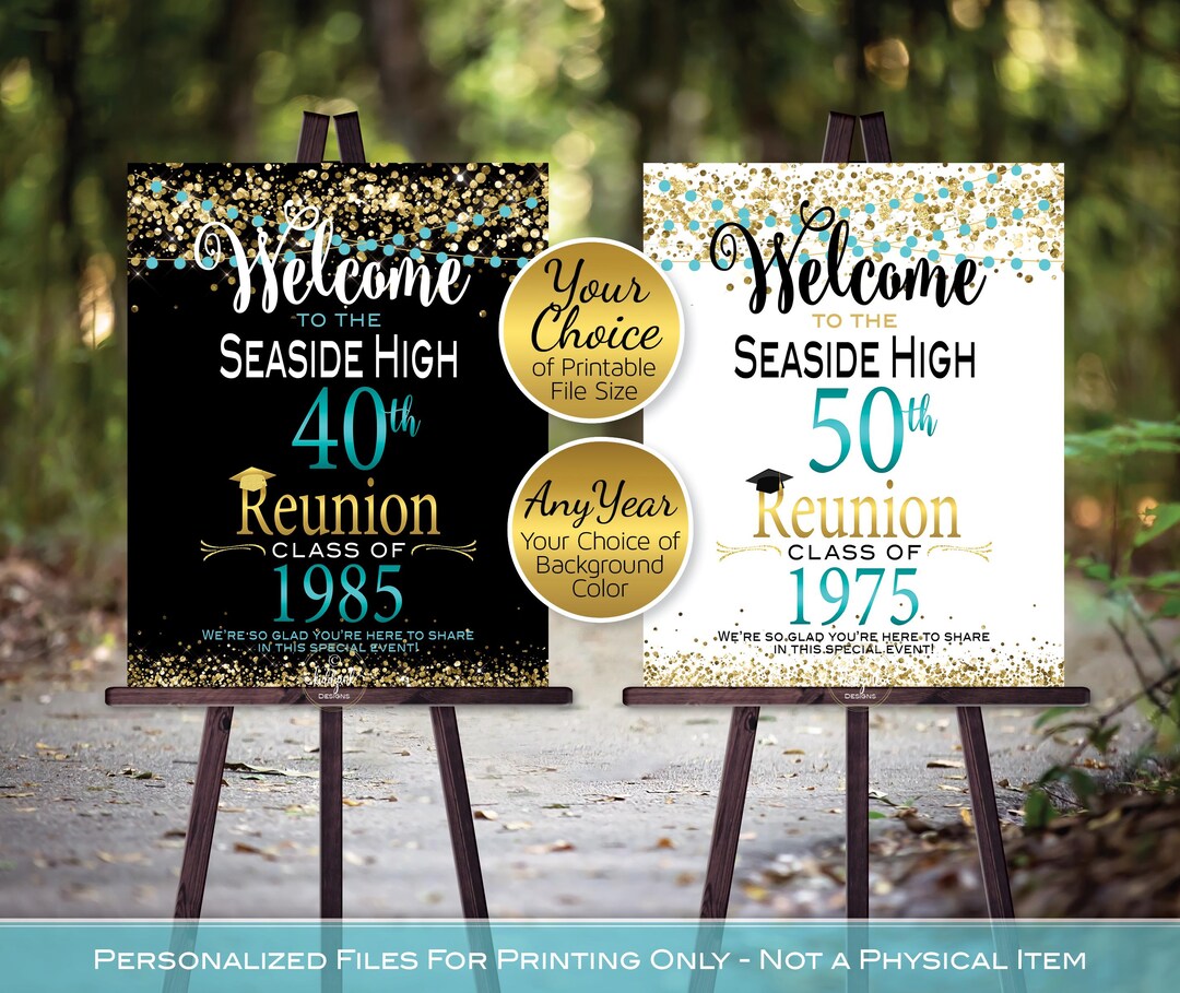 Class Reunion Personalized Welcome Sign Printable File | Turquoise and ...