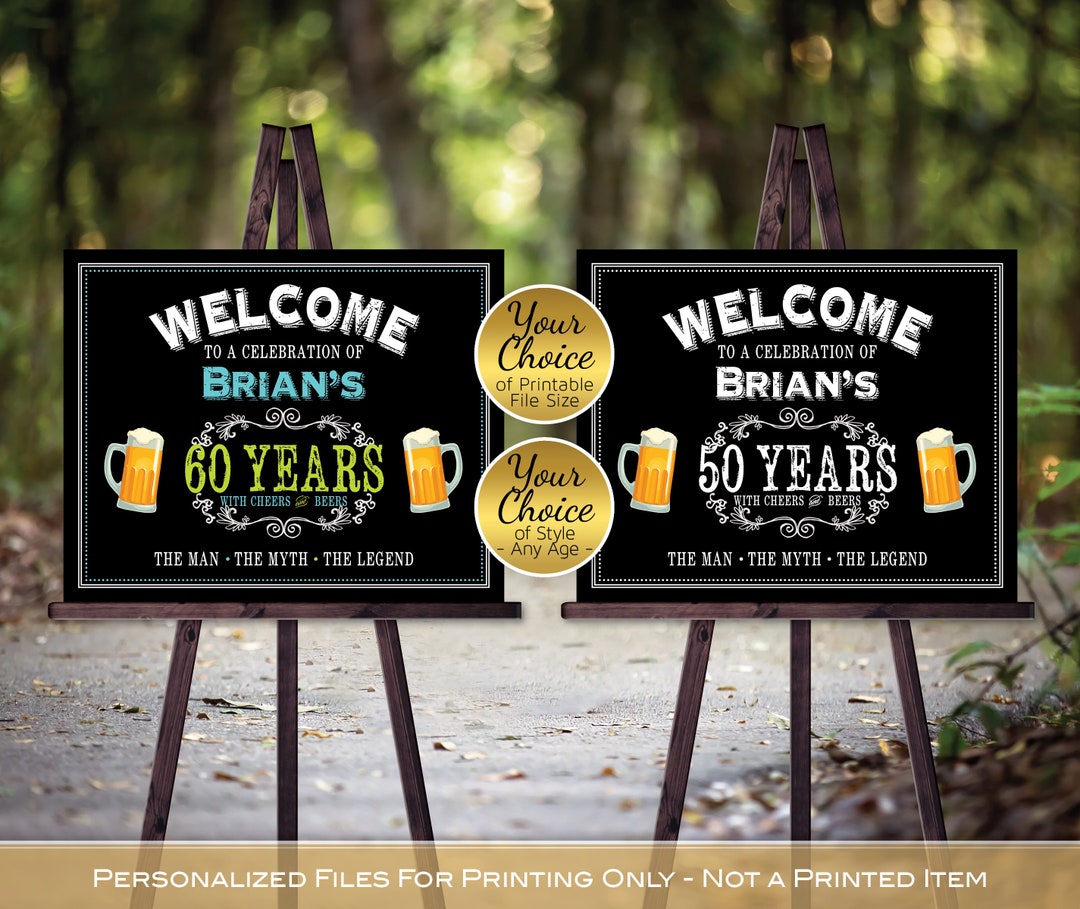 Man's Vintage Any Age Birthday Sign Printables Man Myth - Etsy