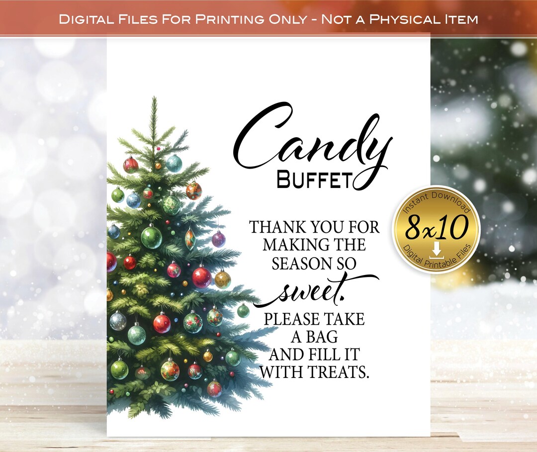 Christmas Candy Buffet 8x10 Sign Printable With White Background and ...